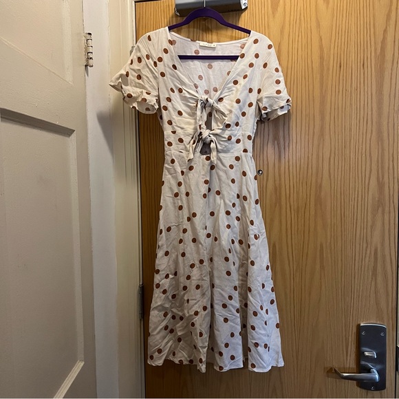 ILLA ILLA | Dresses | Cream Dress With Brown Polka Dots | Poshmark